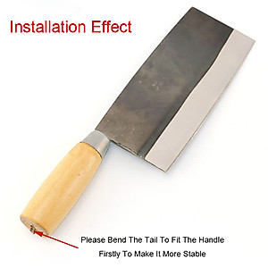 TorSor 2 Pack Kitchen Knife Handle Replacement Wooden Round Grip for Chinese Chef's Knives Vegetable Meat Cleaver Bone Chopper Japanese Cutter Repair Scales DIY Parts