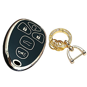 TAPAYICA for GMC Key Fob Cover Keyless Remote Smart Key Fob Shell with Keychain Fit for Chevrolet Suburban Tahoe Traverse Buick Enclave Cadillac Escalade GMC Acadia Yukon (5 Buttons-Black)