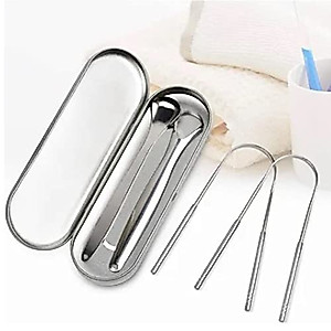 Tongue Scraper Set, Stainless Steel Smoothing Surfaces Safe Tongue Cleaner Tongue Cleaning Tool, Easy to Clean for reducing Bad Breath
