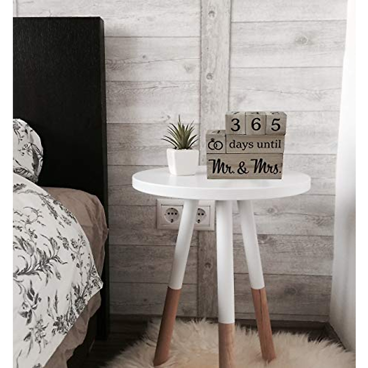 Wedding Countdown Calendar Wooden Blocks - Engagement Gifts - Bride to Be - Bridal Shower Gifts - Bride Gifts - Engagement Gifts for Couples - Engaged - Rustic Finish with Black Numbers