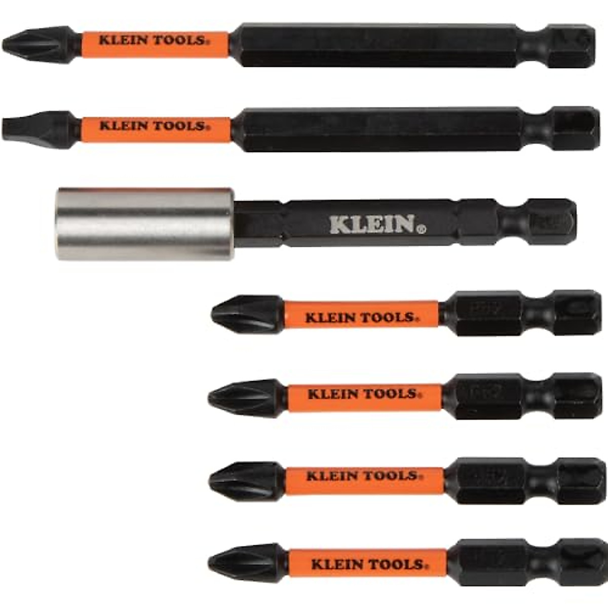 Klein Tools 33801 Impact Driver Bit Set with Magnetic Nut Drivers, ProFlex S2 Steel Phillips, Slotted, Square, TORX Bits with Case, MODBox Compatible, 40-Piece