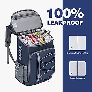 Maelstrom Cooler Backpack,35 Can Backpack Cooler Leakproof,Insulated Soft Cooler Bag,Beach Cooler Camping Cooler,Ice Chest Backpack,Travel Cooler for Grocery Shopping,Kayaking,Fishing,Hiking,Blue