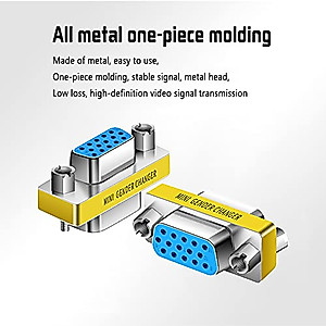 LNHCAW vga to vga 15 vga Connector、Null Modem Adapter Male to Male、Male to Female、vga Female to Female Adapter Extender Dual vga Adapter for 2 Monitors (2, Female to Female)
