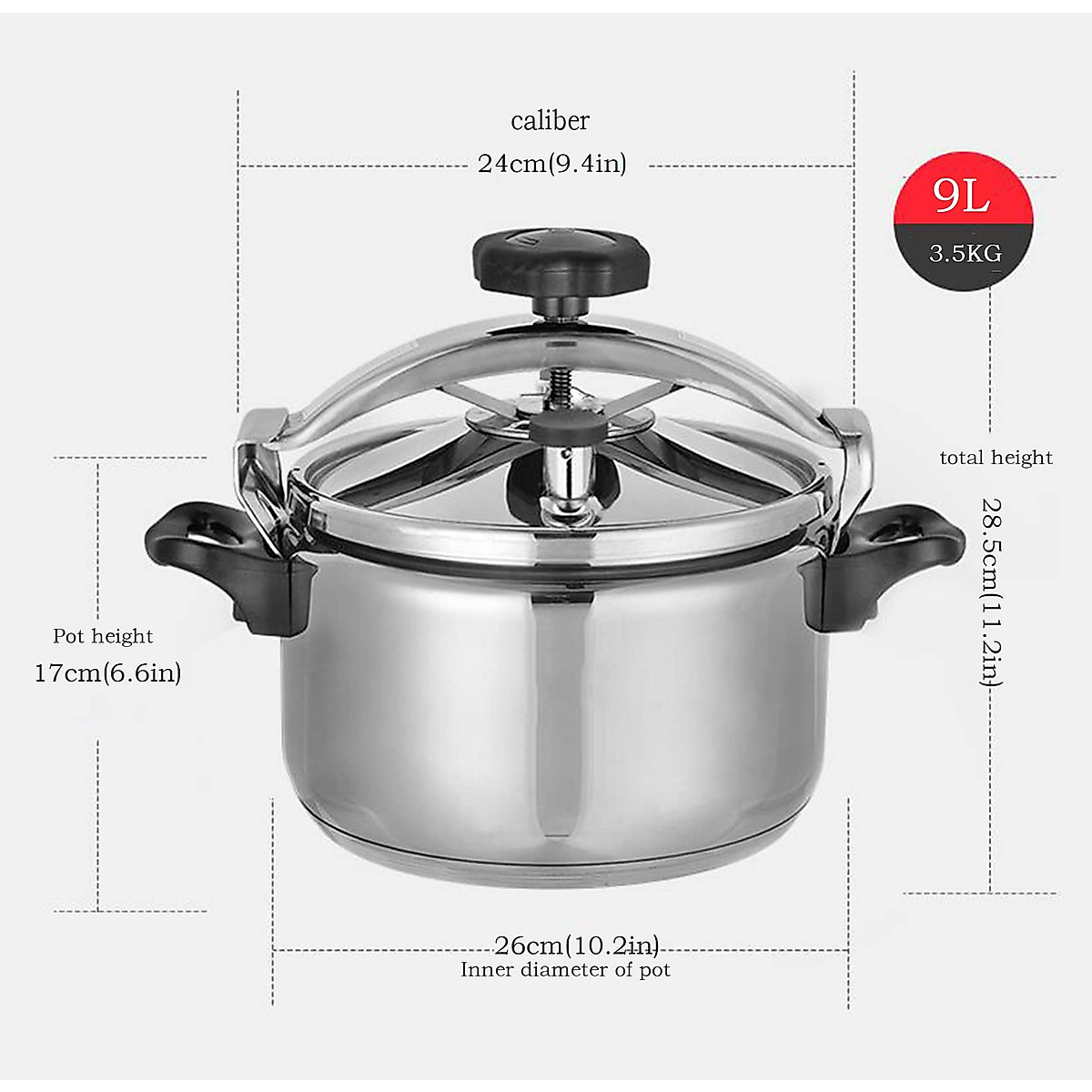 304stainless steel 9ltr pressure cooker large best pressure cookers Explosion-proof Suitable for All Hob Types Including Inductio the hassle-free pressure canners for everyday use in your kitchen