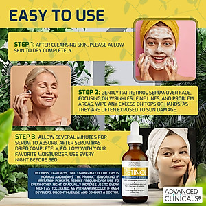 Advanced Clinicals Retinol Body Cream + Retinol Serum 2PC Bundle | Crepey Skin Care Treatment | Face Serum & Body Cream Firming Skincare Set & Kits For Wrinkles, Fine Lines, & Sagging Skin, 2pc Set