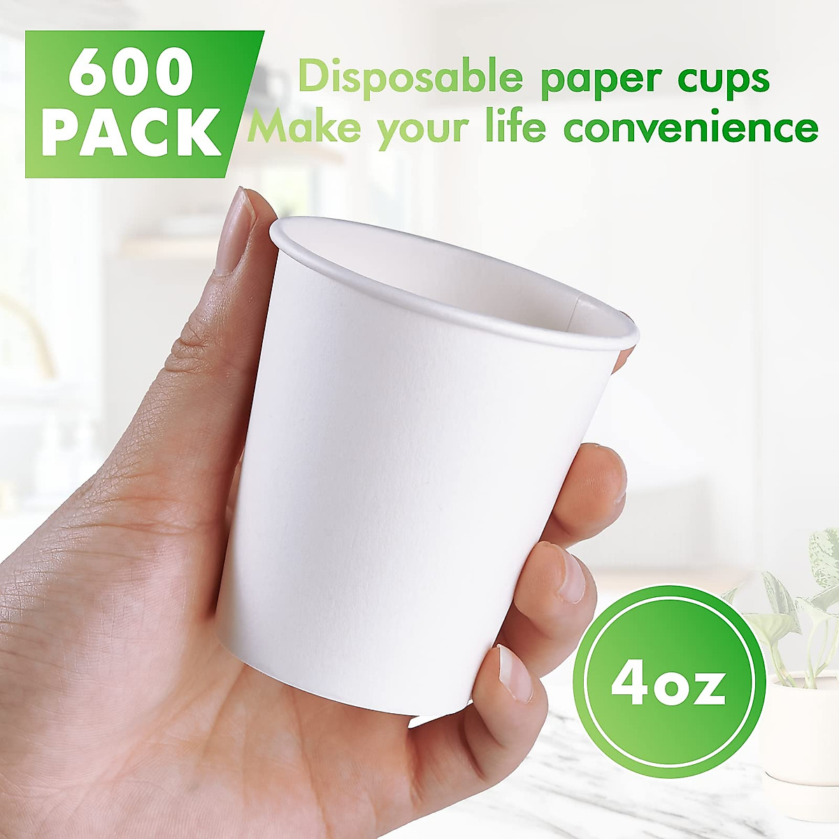 TV TOPVALUE 600 Pack 4 oz Paper Cups, Bathroom Cups, Small Mouthwash Cups, White Paper Cups, Hot/Cold Drinking Cups, Mini Paper Cups for Home, School and Office