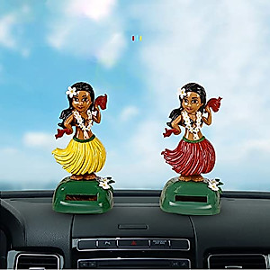 Ztexkee Solar Powered Shaking Head Hula Girl Car Dashboard Decoration Plastic Bobbleheads Solar Dancing Toy Cute Bobble Head Figures for Home Office Desktop Ornaments Car Decor