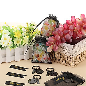 Yinkin 72 Pcs Employee Appreciation Gifts Bulk Thank You Gifts Organza Bags with Thank You Cards for Coworkers Staff Favors(Black)