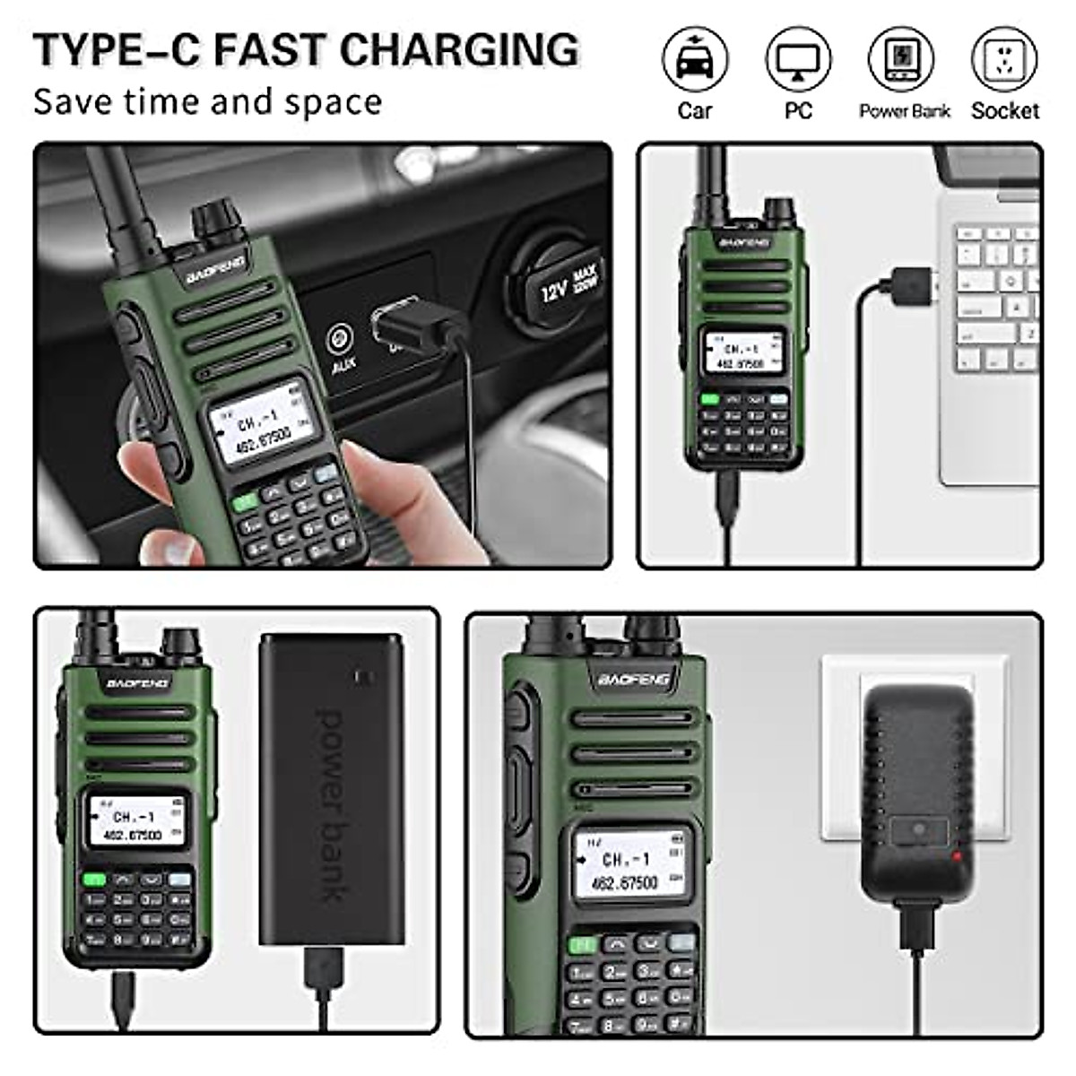 BAOFENG GM-15 Pro GMRS Radio(Upgrade of UV-5R) Handheld Radio,NOAA Weather Receiver & Scan Radio,GMRS Repeater Capable, Rechargeable Long Range Two Way Radio with USB-C Charger