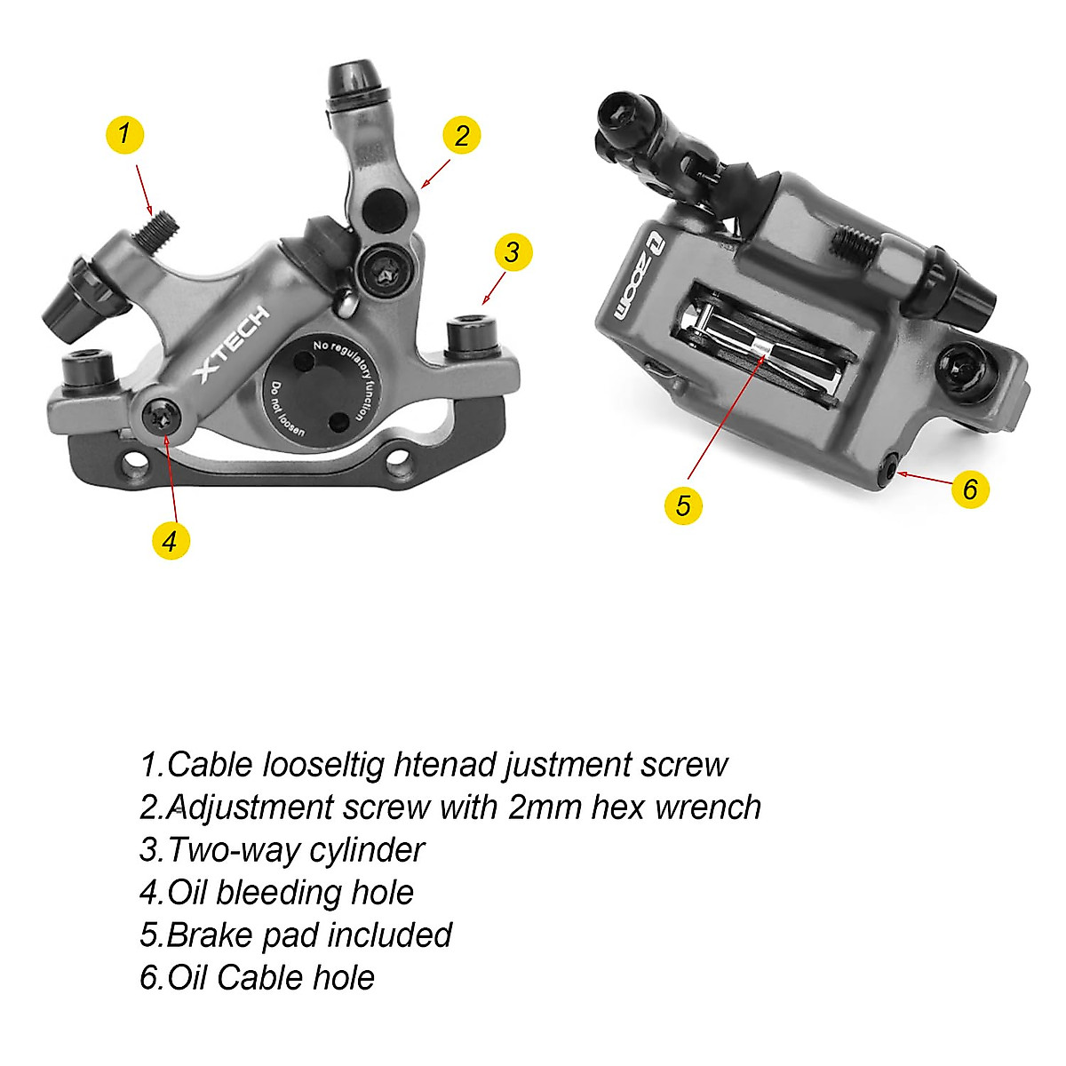 MTB Road HB-100 MTB Road Line Pulling Hydraulic Disc Brake Calipers Front & Rear Mountain Bike Disc Brake E-BIKE Disc Brake (1 Pair Black)