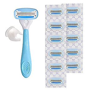 Amazon Basics 5-Blade Razor for Women, Handle, 12 Cartridges & Shower Hanger (Cartridges fit Amazon Basics Razor Handles only) (Previously Solimo)