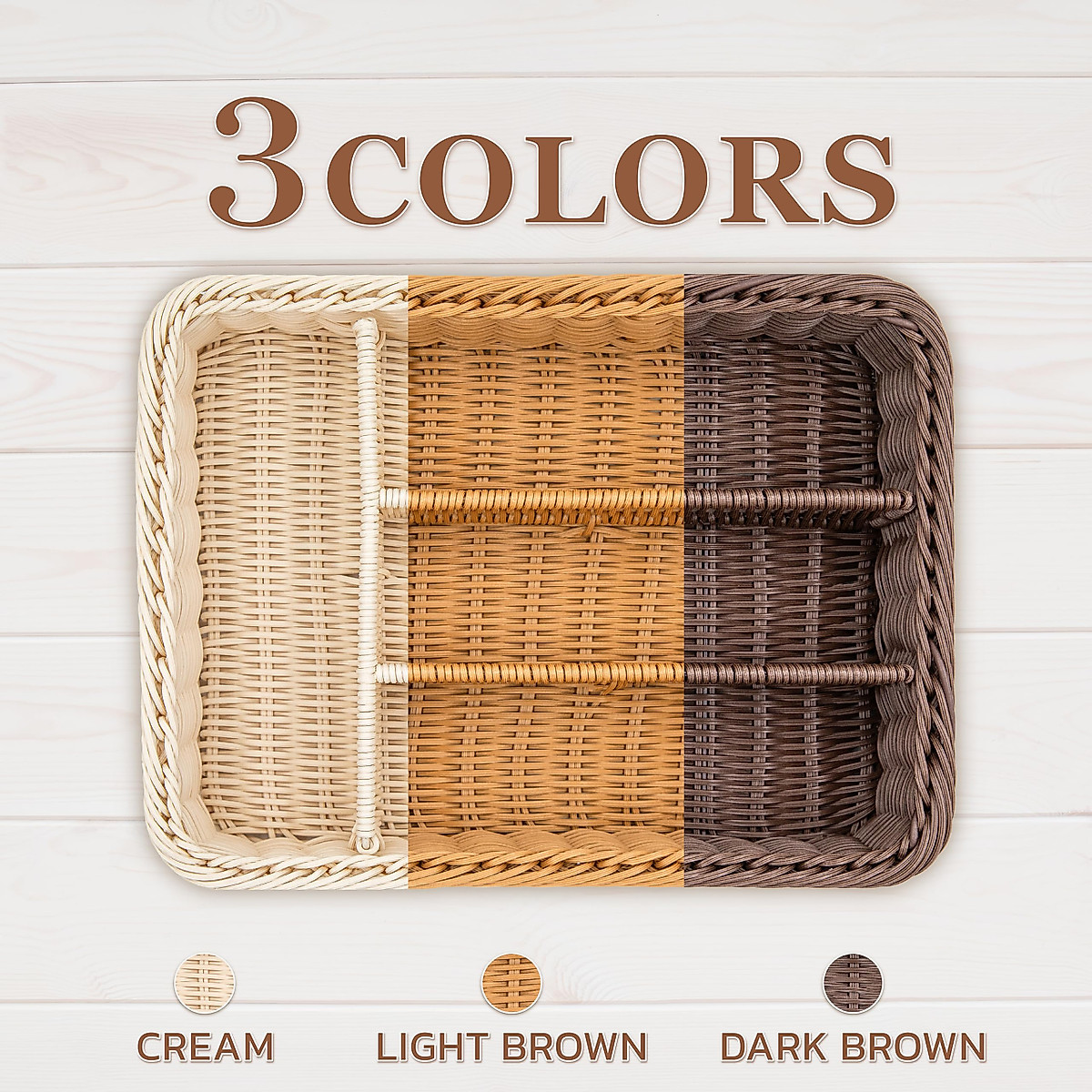 myHomeBody Rectangle Wicker Utensil Holder | Utensil Organizer | Cutlery Organizer for Kitchen Organization | Kitchen Utensil Drawer Organizer Kitchen Accessories | 1 pc, Dark Brown