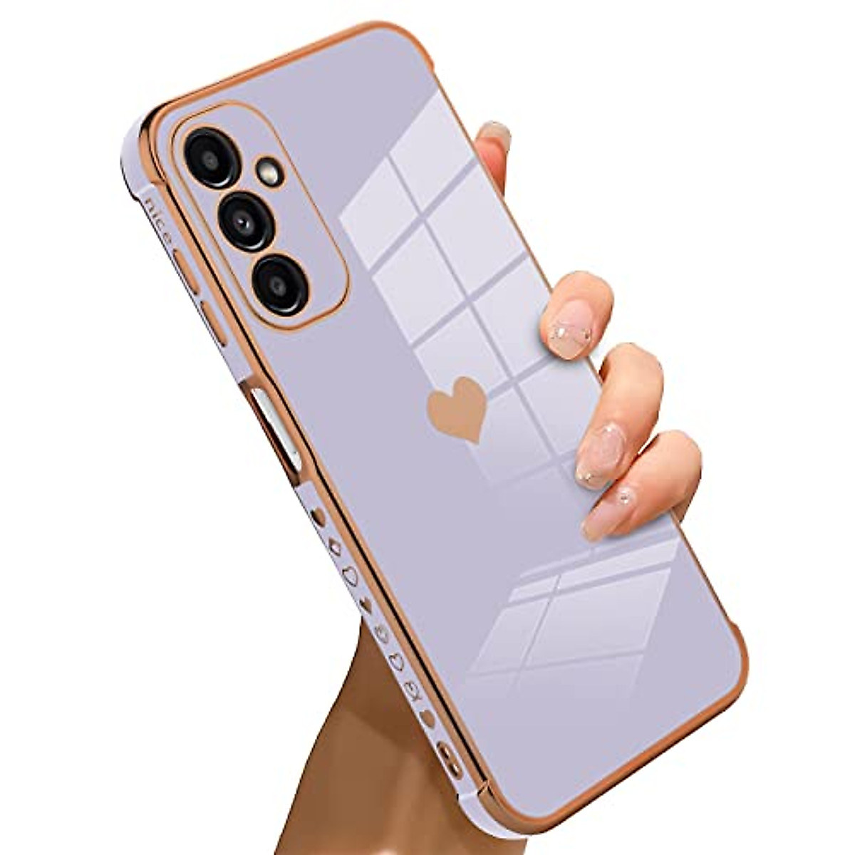 Bonoma for Samsung Galaxy A14 5G Case Heart Plating Electroplate Luxury Elegant Case Camera Protector Soft TPU Shockproof Protective Corner Back Cover Galaxy A14 5G Case -Purple