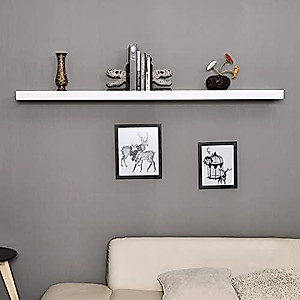 WELLAND Mission Floating Shelf, Wall Mount Shelving, Wood Modern Display Shelves, Bookshelves,for Living Room Kitchen, Approx 60-inch Length by 2-inch High, White