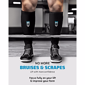 THEFITGUY Weightlifting 5mm Deadlift Shin Guards, EasyWear - No Need to Take Off Shoes, Wear Over Skin, Socks, Training Pants and Tights, Ultimate Shin Protection (Pair)