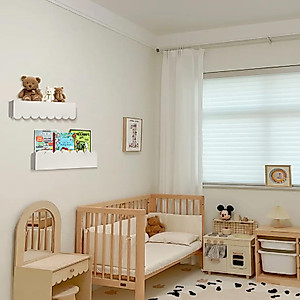 BOUTICOL 2 PCS Scalloped Shelves Kids Bookshelf Nursery Bookshelf Wooden Kids Bookshelf Kids Floating Shelves Scalloped Edges Bookshelf Montessori Bookshelf White Shelves for Kids Room（White）