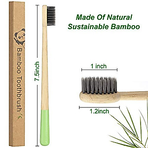 Biodegradable Bamboo Toothbrush, Natural Charcoal toothbrushes Soft Bristle Toothbrush Eco-Friendly Sustainable Toothbrush BPA Free Organic Compostable Travel Toothbrushes Wooden toothbrushes, 6 Pack