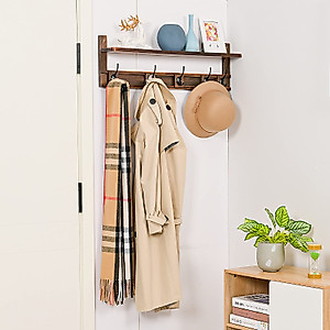Popin Lover Coat Rack Wall Mount with Shelf, 28.9 Inches Coat Hooks Wall Mounted with 5 Hooks, Hat Wall Hooks for Hanging in Entryway, Living Room, Bathroom, Bedroom