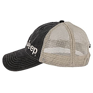 Jeep Garment Washed Trucker Hat - Black