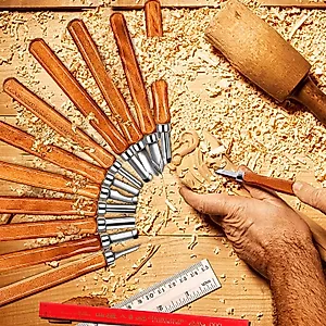 ByoBLu 12pcs/Set Wood Handle Wood Carving Chisel Scalpel Tools Set Cutter Wood Carving Knife Set Hand Tool Kit