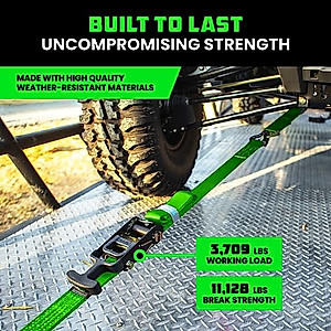 Rhino USA Ratchet Car Tie Down Straps - Heavy Duty 11,128lb Break Strength - Ultimate Trailer Tie Downs Straps for Truck, Cars & UTV - Towing Accessories with Axle Straps for Cargo Trailers