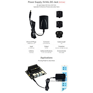 Waveshare Power Supply Applicable for Jetson Nano 5V/4A OD 5.5mm ID 2.1mm (US Adapter only)