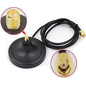 Wi-Fi Antenna Base, HUACAM HCM35N Wi-Fi Antenna Magnetic Stand Base RP SMA Male to Female Connector with 10 ft Extension Cable