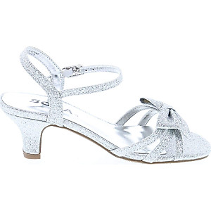 Soda Girly-2 Children's Girl's Open Toe Slingback Block High Heel Sandals (Silver Glt, 2)
