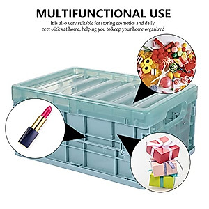 ULTECHNOVO Cubby Storage Organizer Foldable Storage Box with Lid- Large Box Organizer Stackable Cube Folding Crate for Home Office Clear Container