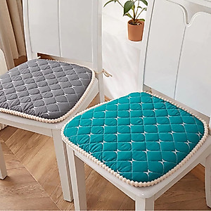 ZIBENE Kitchen Chair Cushions Set of 6 with Ties Farmhouse, Chair Pads for Dining Chairs 18x18, U Shaped Seat Cushion for Dining Room Chairs Non Slip,Machine Washable Seat Pads, No Fade Blue