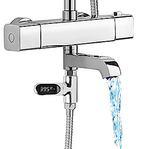 Yaoliucp Digital Shower Thermometer 5~85°C Digital Thermometer, with 360° Rotating Thermometer LED Water Meter Shower Water Thermometer for Elderly Children, Digital Thermometer