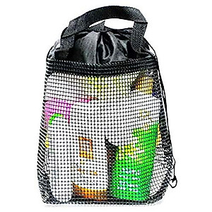 Kangkang@ Quick Dry Mesh Shower Caddy, Shower Tote, Shower Bag, Black, for Travel Bath Package Toiletry Bags Hand Carry All The Checkered Wash Gargle