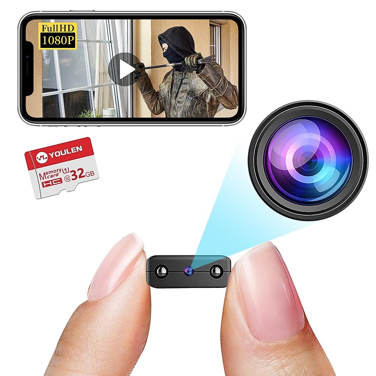 【Free 32G】 Smallest Wireless WiFi IP Camera,HD1080P Spy Camera,Pet Camera,Baby Monitor Camera for Video Recording Live Feed,Night Vision,Motion Detection,Cloud Storage for Security with iOS Android
