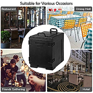 COSTWAY End-Loading Insulated Food Pan Carrier, for 5 Full-Size Pan, 81 Quart Capacity, Food-grade LLDPE Material, Portable Food Warmer with Fastener, Ideal for Canteen and Restaurant Use