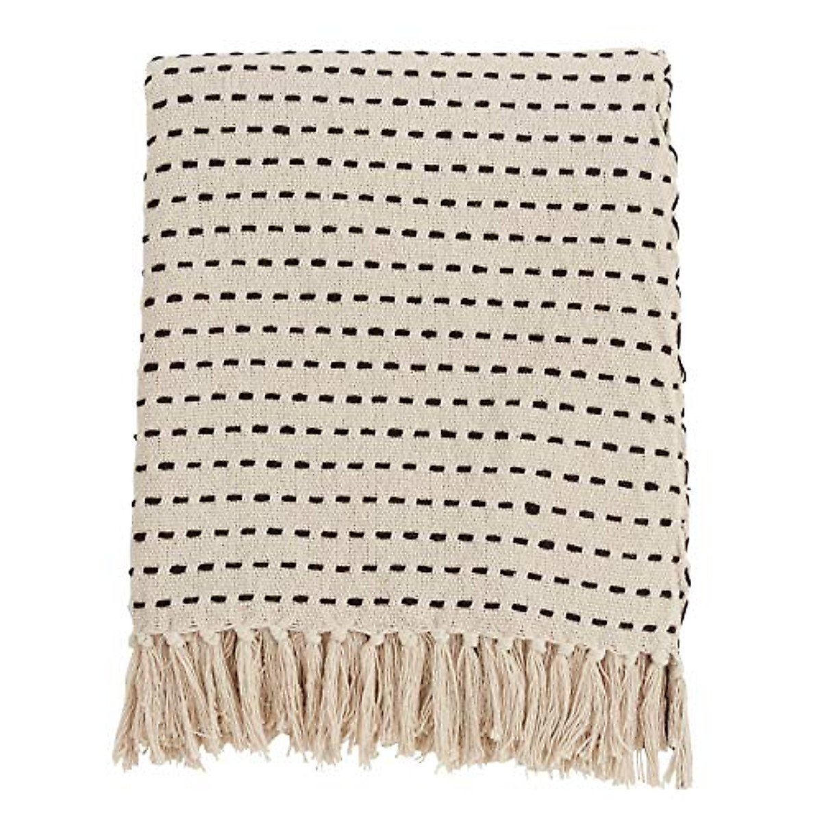 SARO LIFESTYLE Stitched Line Throw, Ivory, 50"" x60 (TH818.I5060)