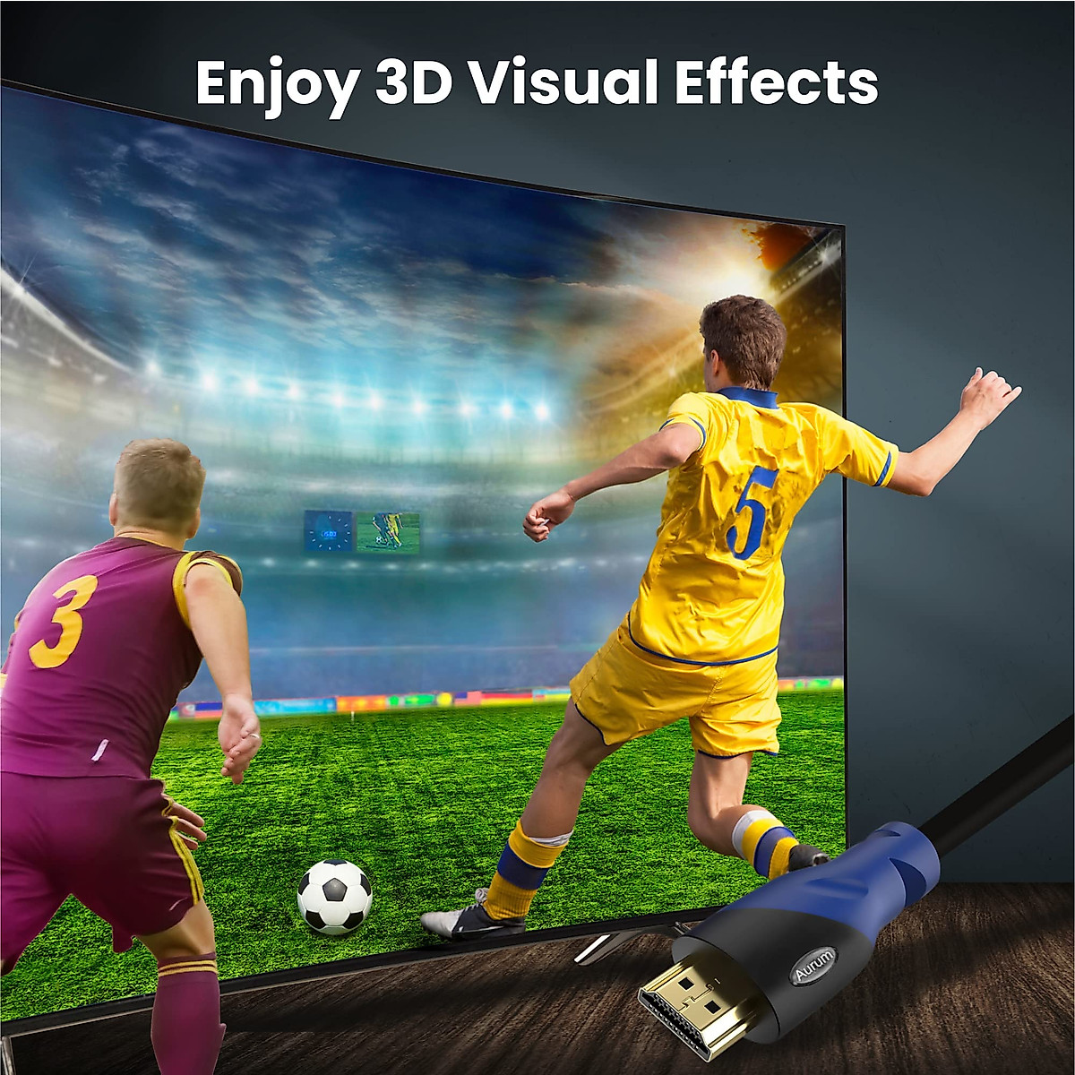 AURUM CABLES 4K HDMI Cable 40ft Long 2 Pack, 4K@60Hz High Speed HDMI Cord with Ethernet, Supports UHD Resolution, ARC, 3D, CL3 Certified - Compatible with HDTV, PC, Laptop, PS3, Xbox, Blu-ray