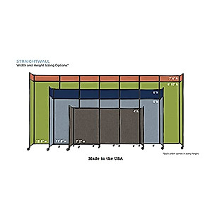 Versare Straightwall Sliding Portable Wall Partition | Freestanding Office Dividers | Locking Wheels | Temporary Room Separator | 7'2'' Wide x 7'6'' Tall Beige Fabric Panels