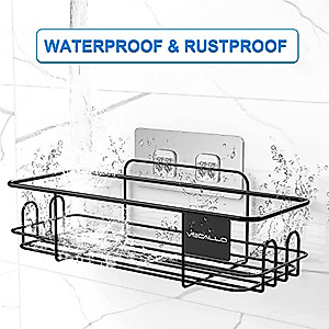 2-Pack Shower Caddy Basket Shelf with Hooks Stainless Steel for Shampoo Conditioner No Drilling Adhesive Bathroom Storage Organizer ,Kitchen Spice Racks