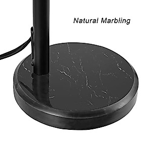 WINGBO Black Metal Table Lamp, Industrial Nightstand Reading Light Desk Lamp with Marble Base Flexible Head, 23.7" Height Adjustable Task Lamp for Office End Table Bedside, 7W 6500K LED Bulb Included
