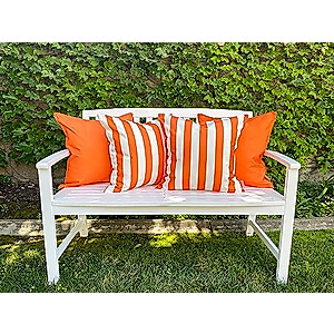 Ensperta Pack of 2 18x18 Outdoor Waterproof Orange Throw Pillow Covers and Inserts Included Decorative Square Cushion Patio Pillows for Patio Furniture (Orange Tiger)
