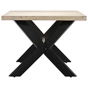 Dining Table,Retro Coffe Table,Conference Table,Industry Offic Table,Easy to Assemble,With a Steel Cross Frame,Fits Dinner Party, Study, Office Work, 55.1"x27.6"x29.5" Solid Bleached Mango Wood