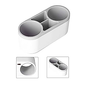 Hair Dryer Holder Wall Mounted Innovative Multifunctional Comb Stand with Stickers Hook Toilet Bathroom 4 Compartments Organizer for Home Hotel (Grey)