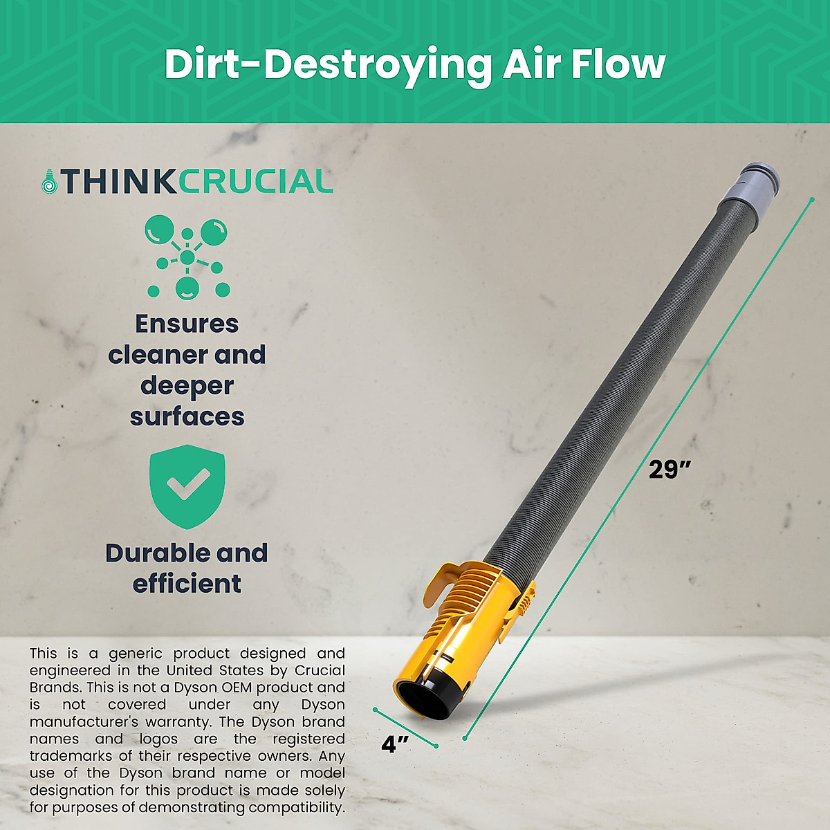 Dyson Vacuum Hose Replacement Compatible - DC07 Part# 904125-14, 904125-07 & 904125-51 - Think Crucial Vacuum Replacement Parts