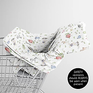 Sweet Jojo Designs Farm Animals Boy Girl Infant Baby Car Seat Cover Nursing Breastfeeding Shopping Cart Stroller Canopy Grey Red Black and White Gender Netural Watercolor Farmhouse Green Barn Horse