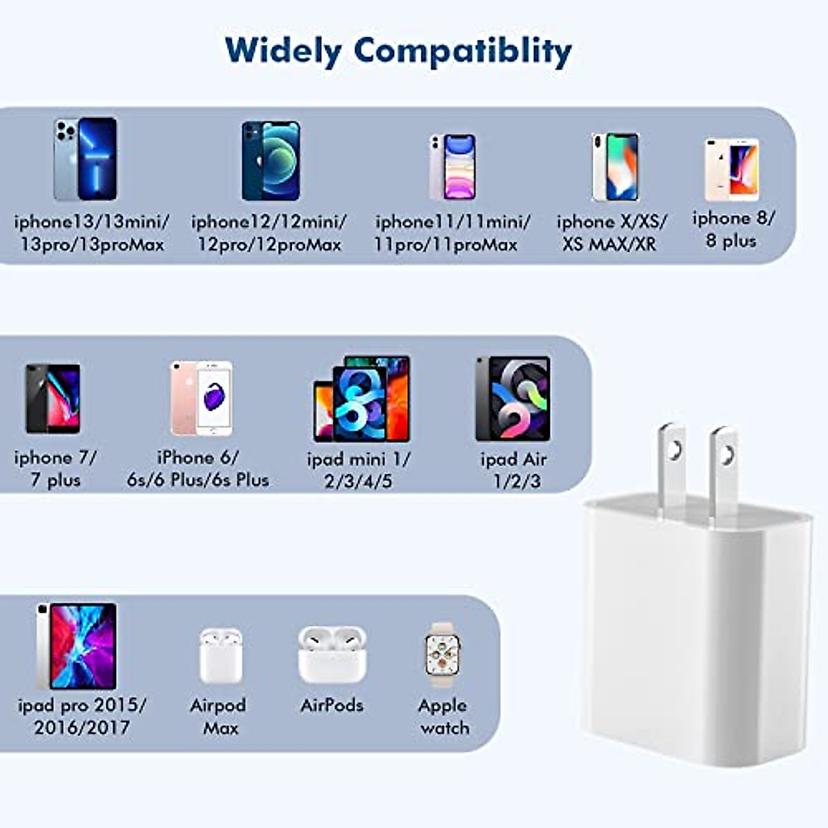 iPhone Charger, 10FT Extra Long Fast iPhone Charger【Apple MFi Certified】20W Super Quick Apple Charger USB C Wall Charger Block and 10Foot Lightning Cable Cord for iPhone 14/13/12/11/X/SE/8/7/6 Series