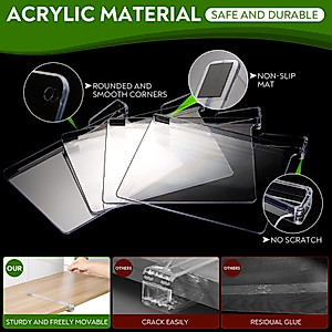 PJ Vital Clear Acrylic Shelf Dividers for Closet Organization Multi-Functional Plastic Divider Wood Shelves, Purse Organizer Cabinet 4 Pack in Kitchen, Bedroom, Bathroom and Office.