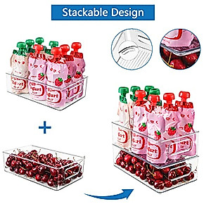 Refrigerator Organizer Bins, BS One Set of 6 Fridge Organizers and Storage Clear, Stackable Storage Bins for Kitchen, Bathroom, Bedroom, Cabinet, Countertops, Freezer and Pantry