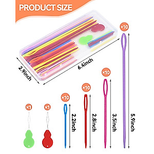 FIVEIZERO 40PCS Plastic Needles – 4 Sizes with Large Eye, Plastic Sewing Needle with Threader and Box, Yarn Needles for Crochet and Canvas, Crochet Needle for Handmade Crafts