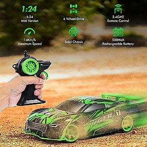 BIFYTON RC Drift Car, Remote Control Car with LED Lights Glow and Drifting Tire,14KM/H Fast High-Speed Rc Car with 2 Rechargeable Batteries, Suitable for 4-7, 8-12 Boys Girls Kids Gift