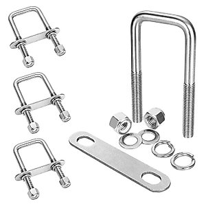 4Pack Square U-Bolts 2-1/16" W x 4-3/4" L, 304 Stainless Steel U Bolts M12 with Washers & Nuts for Replacement Parts and Accessories for Ski Boat, Fishing Boat or Sailboat Trailer